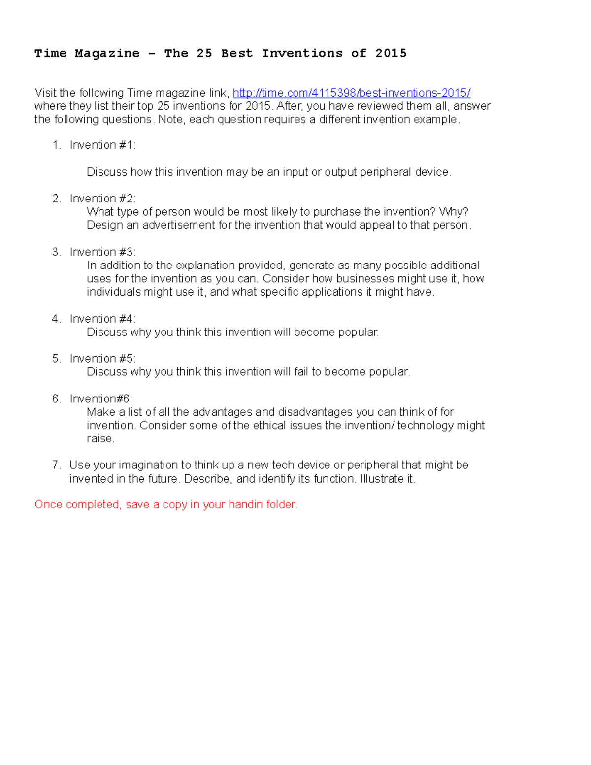 I. Time Magazine - The Best 25 Inventions of 2015 - Time Magazine – The ...