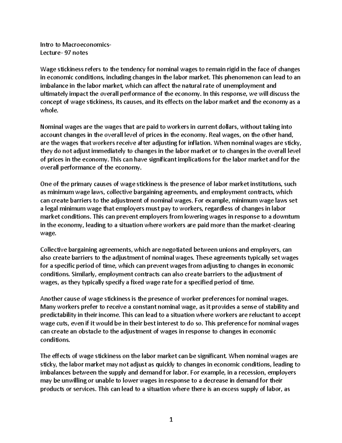 Intro to Macroeconomics, lecture-97 notes - 1 Intro to Macroeconomics ...