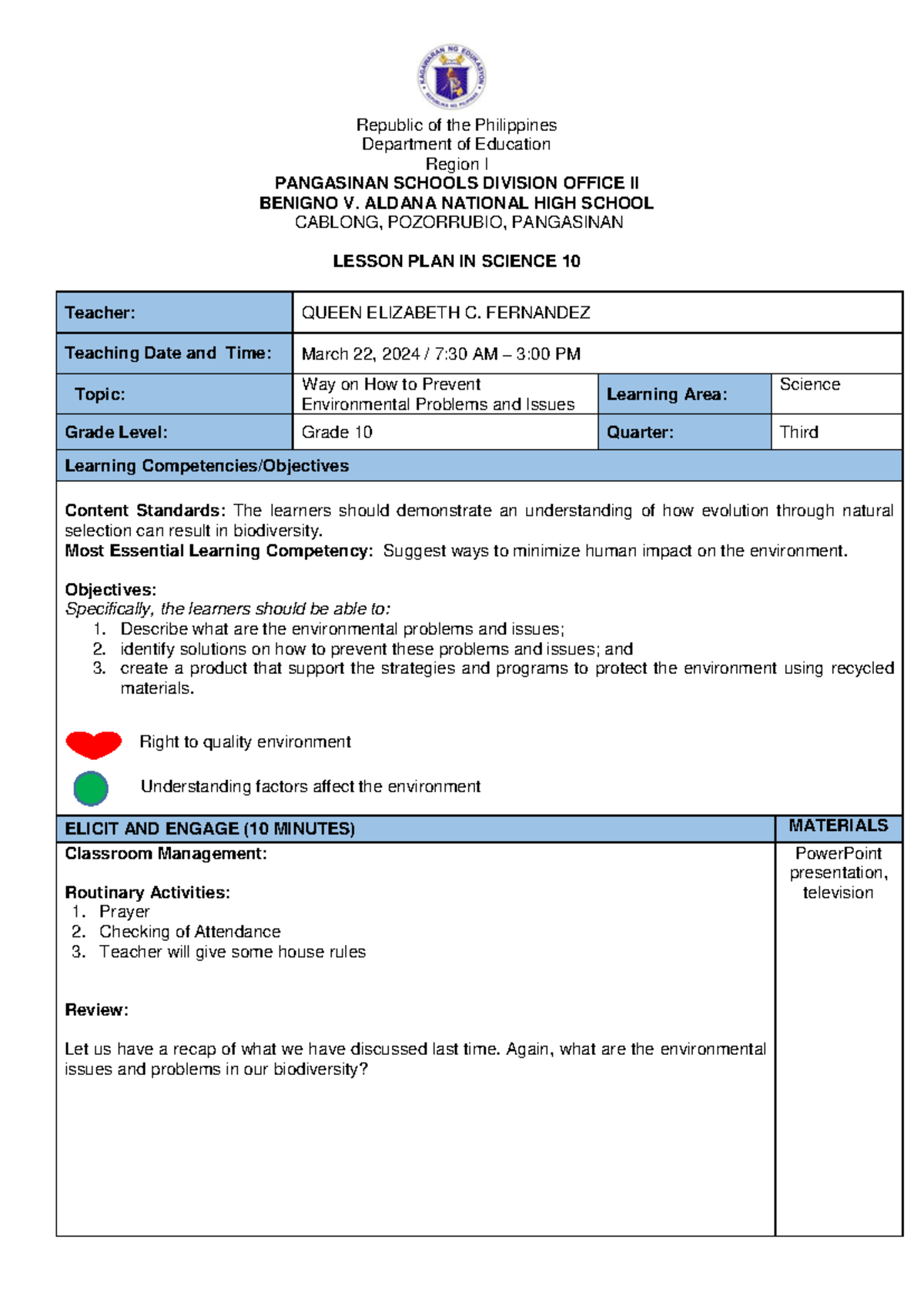 DLP Way on How to Prevent Environmental Problems and Issues - Republic of the Philippines ...