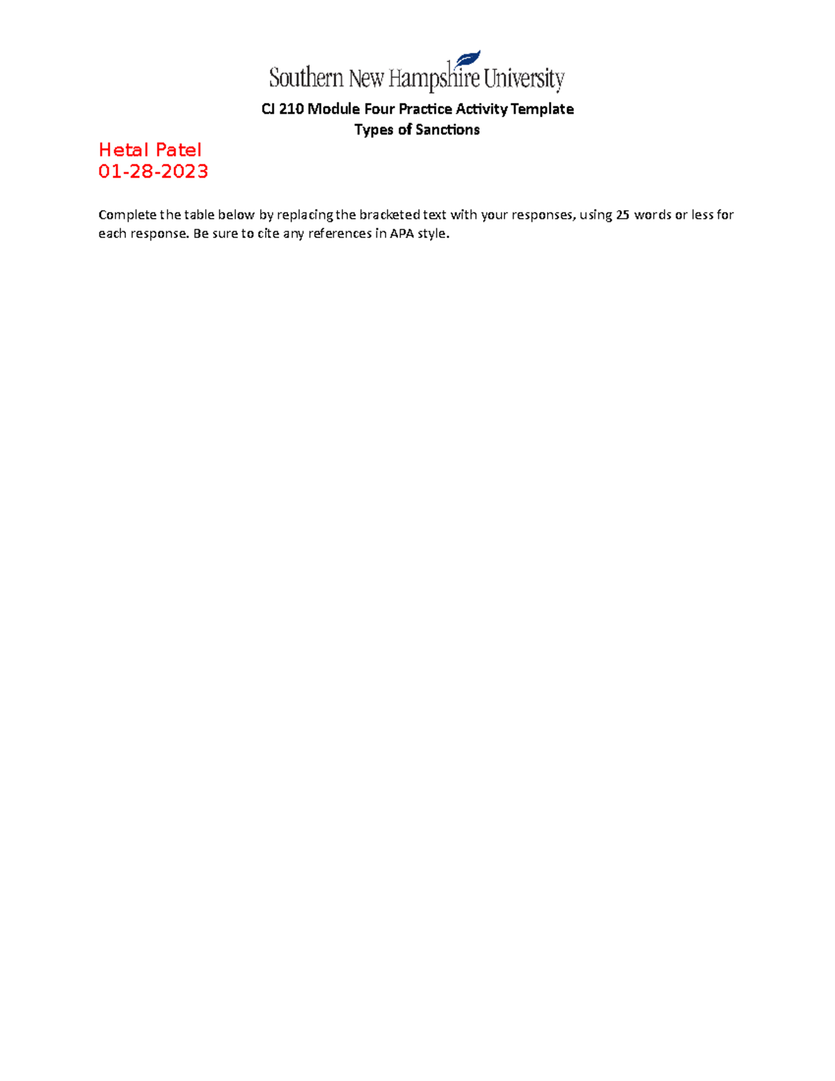 4-1 Practice Activity Template - CJ 210 Module Four Practice Activity ...