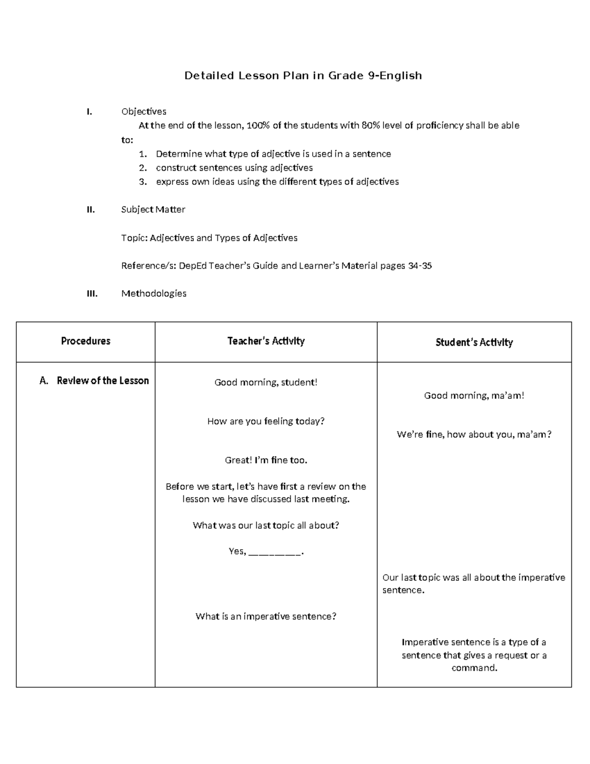Final Detailed Lesson PLAN- Beltran - Detailed Lesson Plan in Grade 9 ...