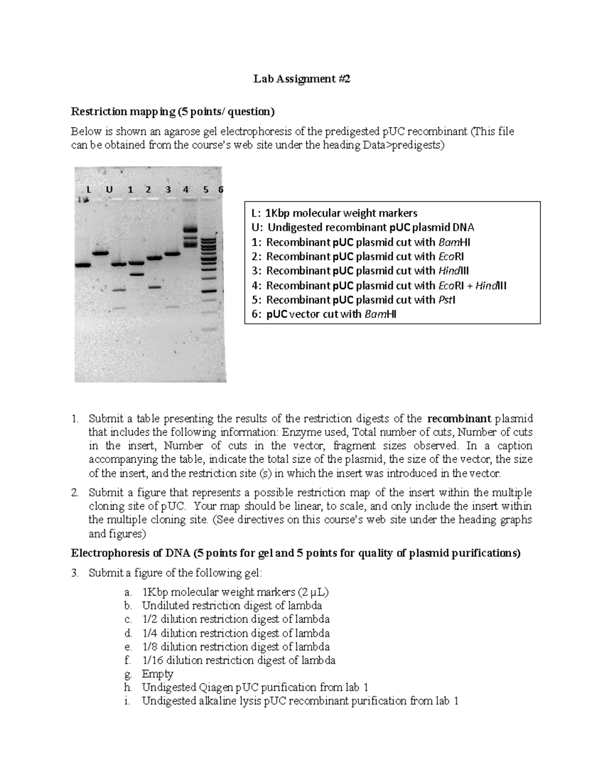 Lab assignment 2 - John Basso - Lab Assignment # Restriction mapping (5 ...