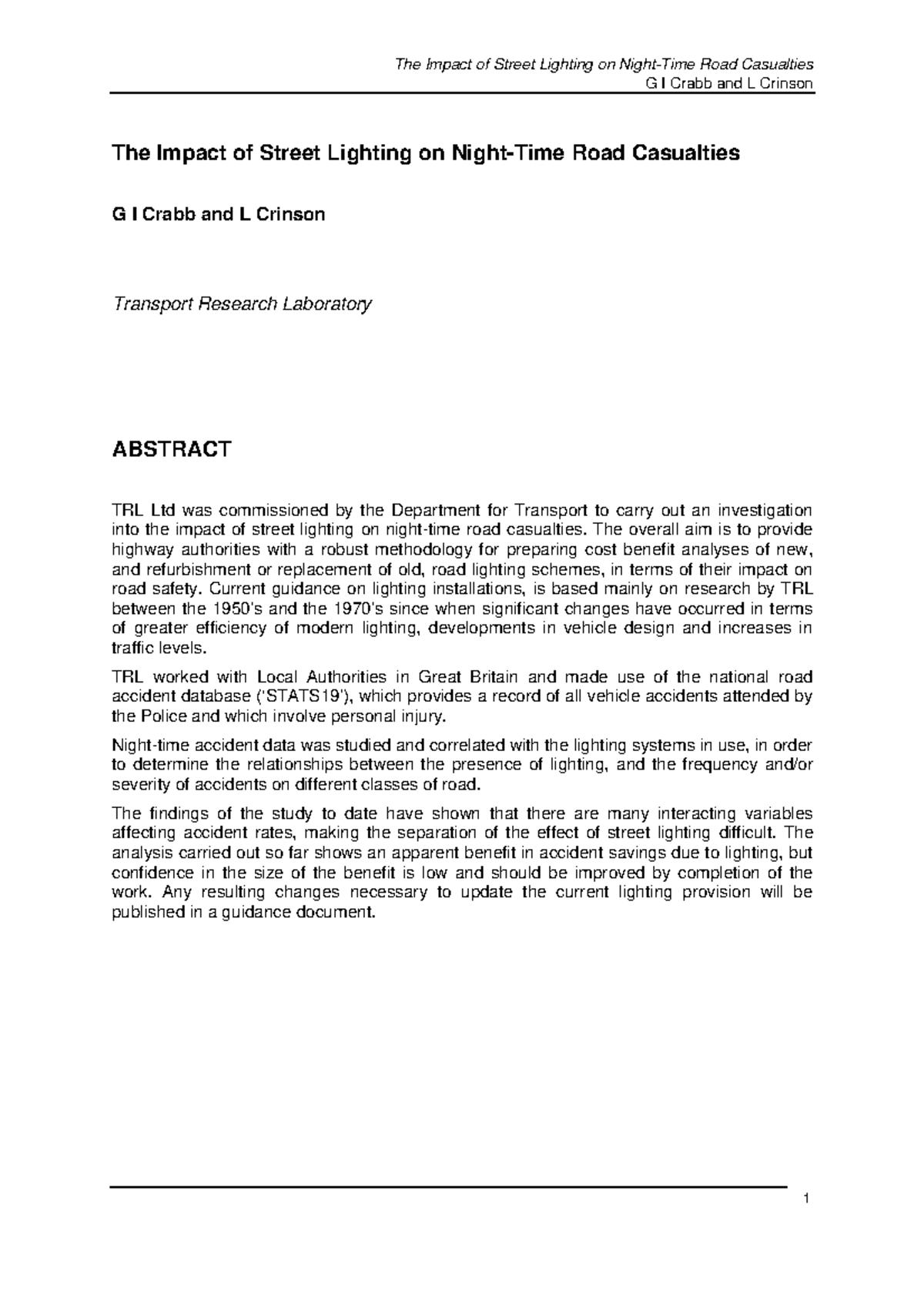 Geoff-Crabb-The-Impact-of-Street-Lighting - G I Crabb and L Crinson The ...