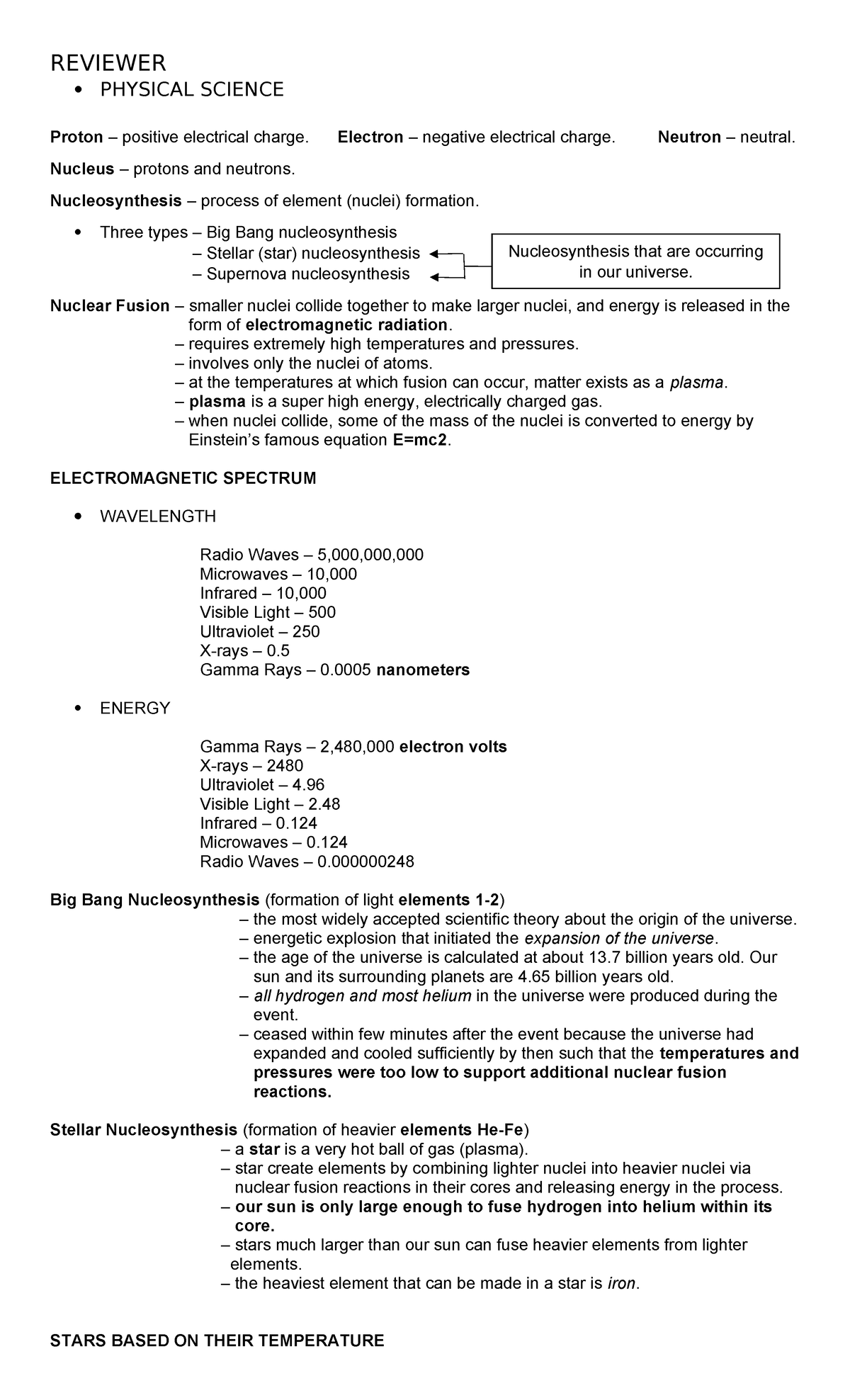Physical Scienceeee - REVIEWER PHYSICAL SCIENCE Proton – positive ...