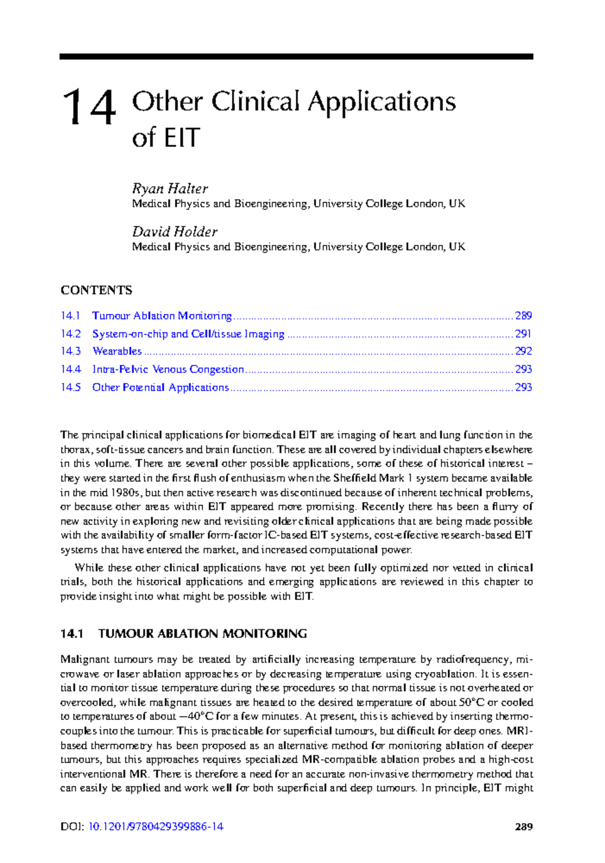 Other Clinical Applications of EIT - 14 Other Clinical Applications of ...