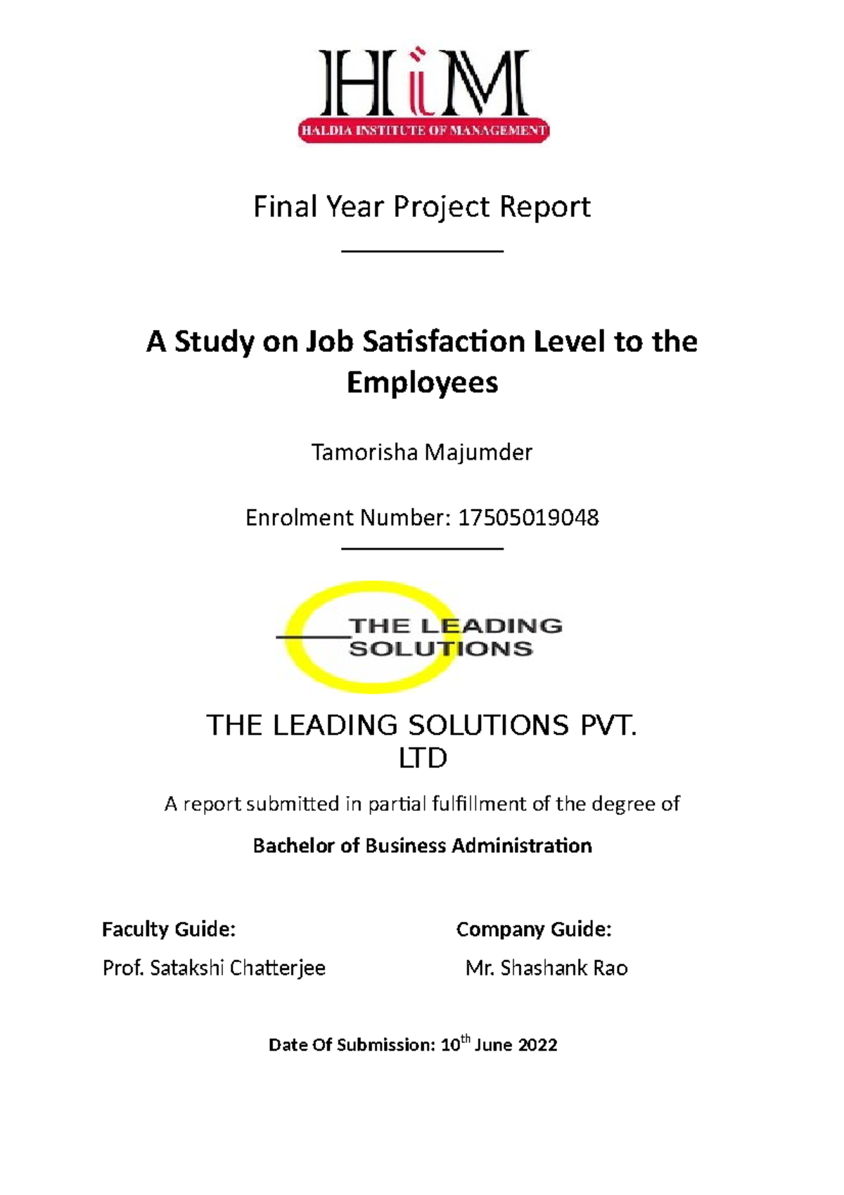Final Year Project Report - LTD A report submitted in partial ...