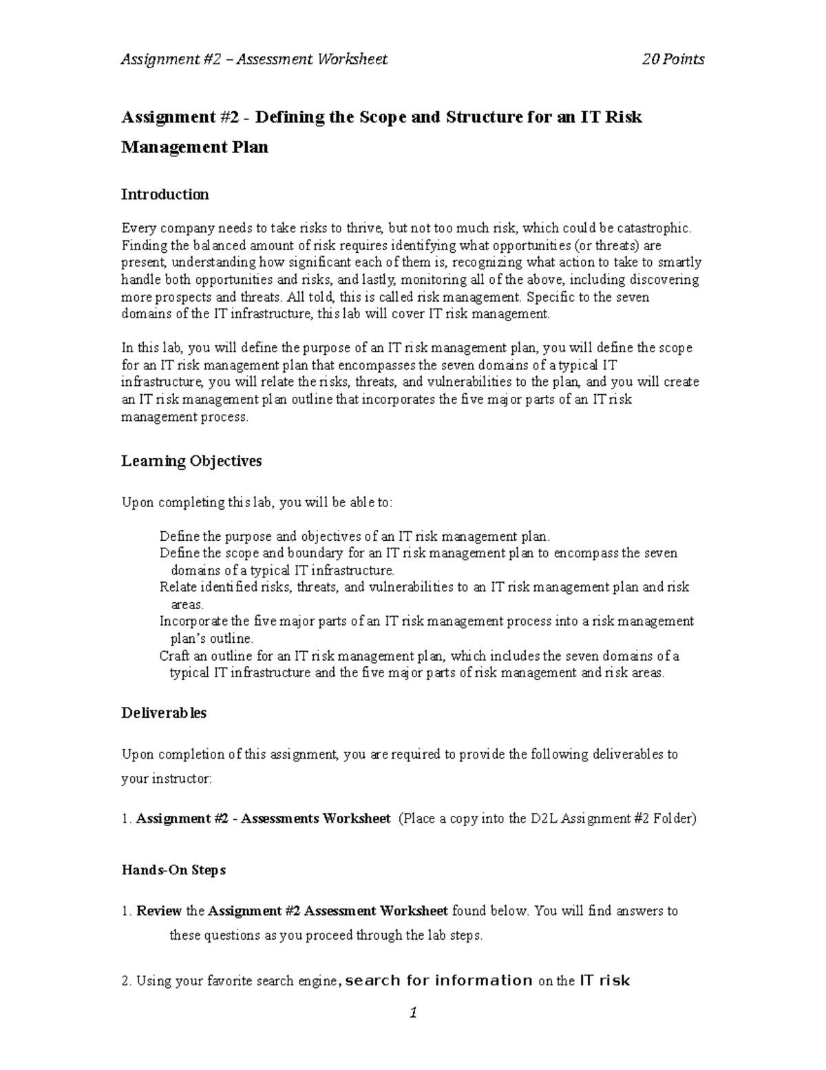 Assignment 2 Defining Scope Structure For An IT Risk Management assignment-2-defining-scope-structure-for-an-it-risk-management