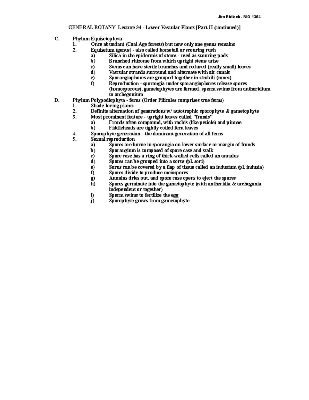 Lowvasii 34 - botany lecture notes from prof jim - Jim Bidlack - BIO ...