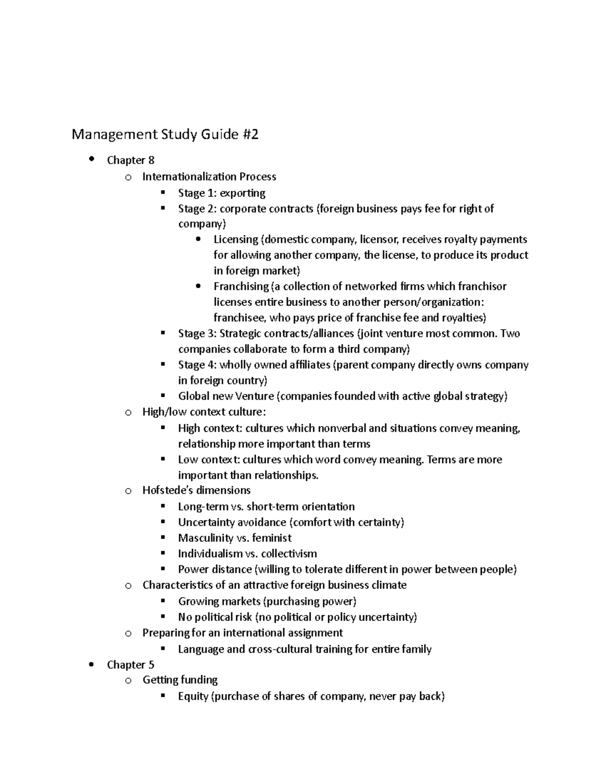 Introduction to Management Final Study Guide Part 2 - Management Study ...