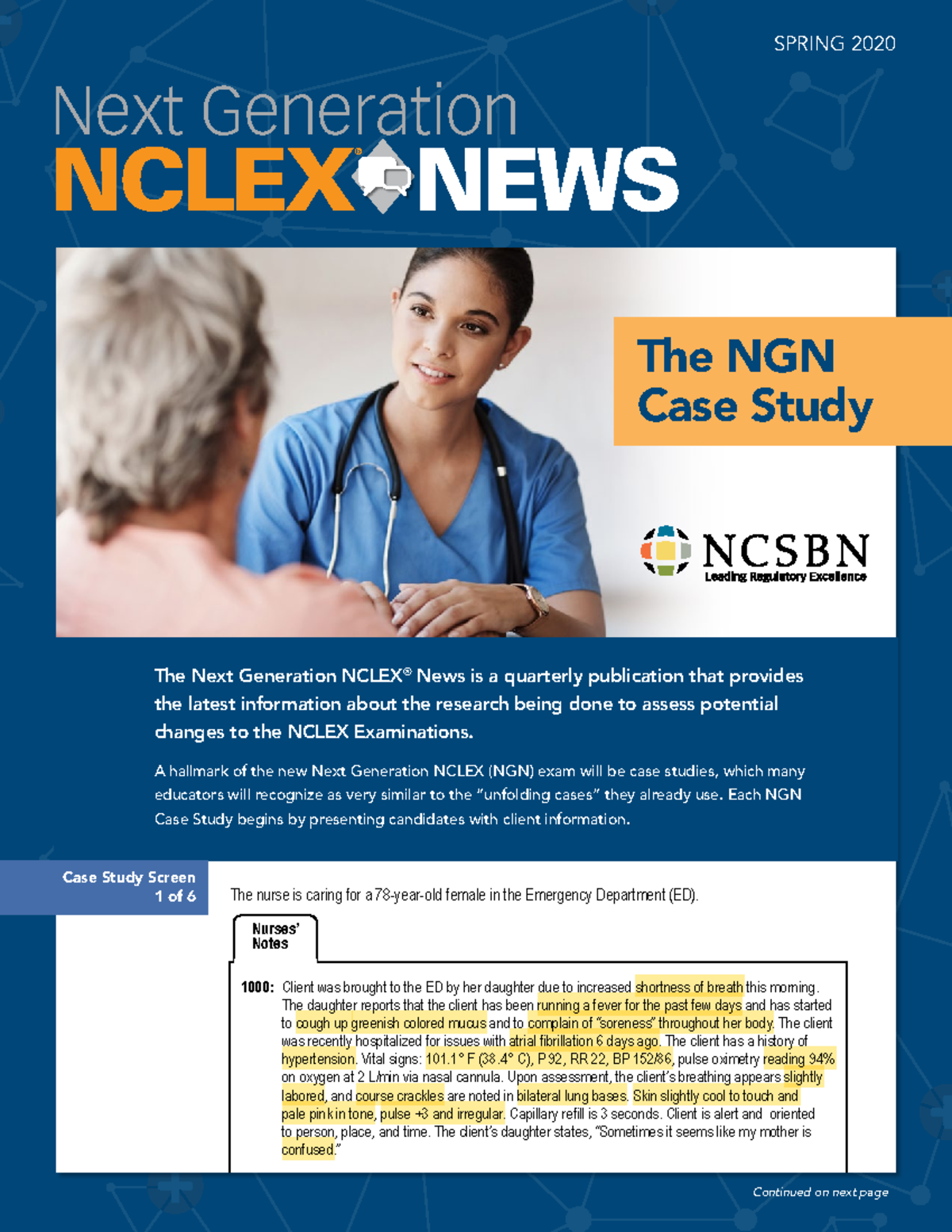 NGN Spring 20 Eng 02 NGN Case study - Next Generation NCLEX NEWS ® SPRING 2020 The Next ...