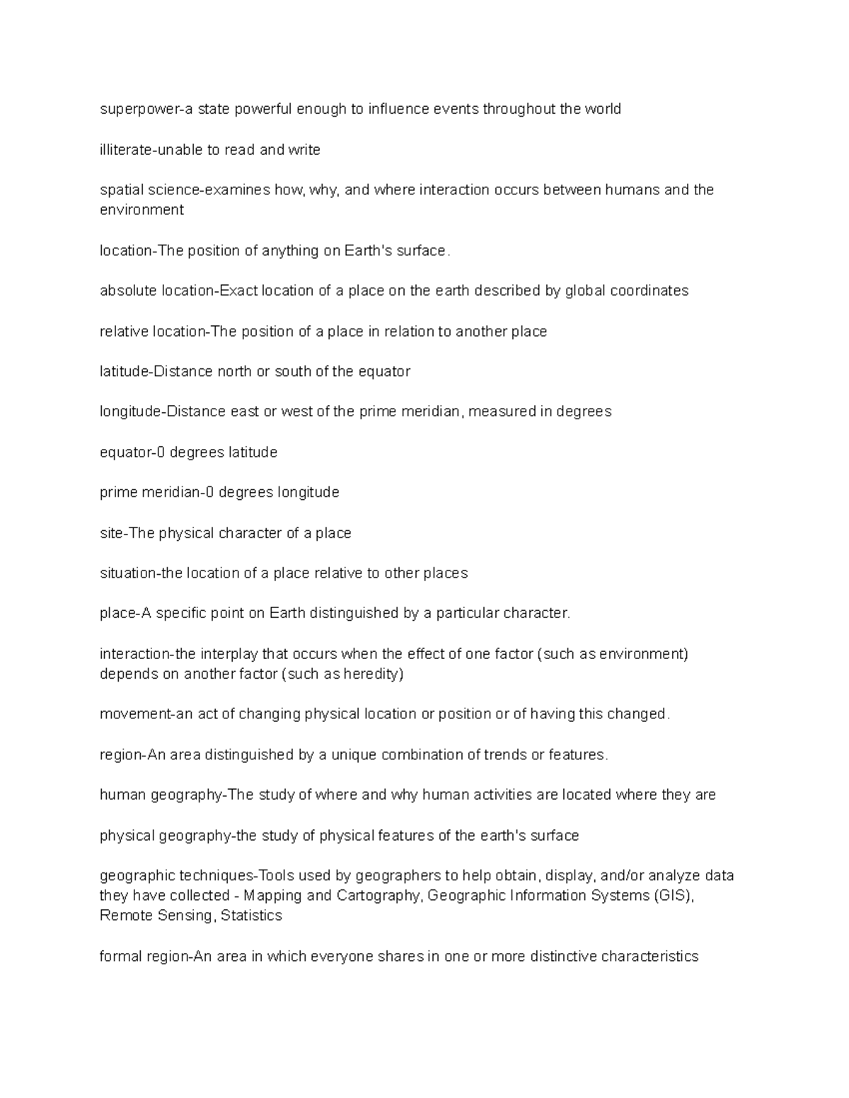 World geography terms - superpower-a state powerful enough to influence ...