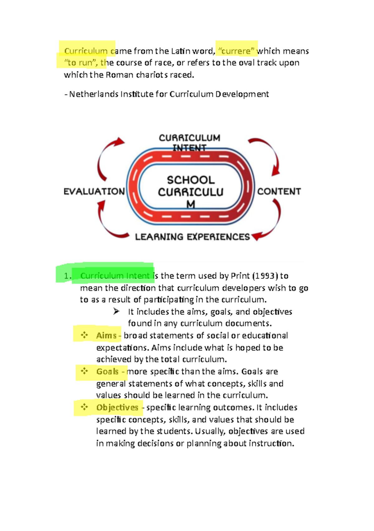 TSC Reviewer - Curriculum came from the Latin word, “currere” which ...