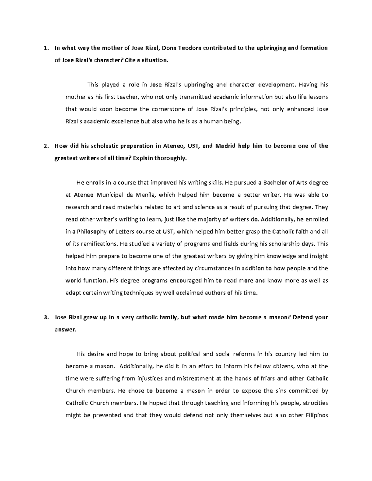 RIZAL031- Activity-2 - NANA - 1. In what way the mother of Jose Rizal ...