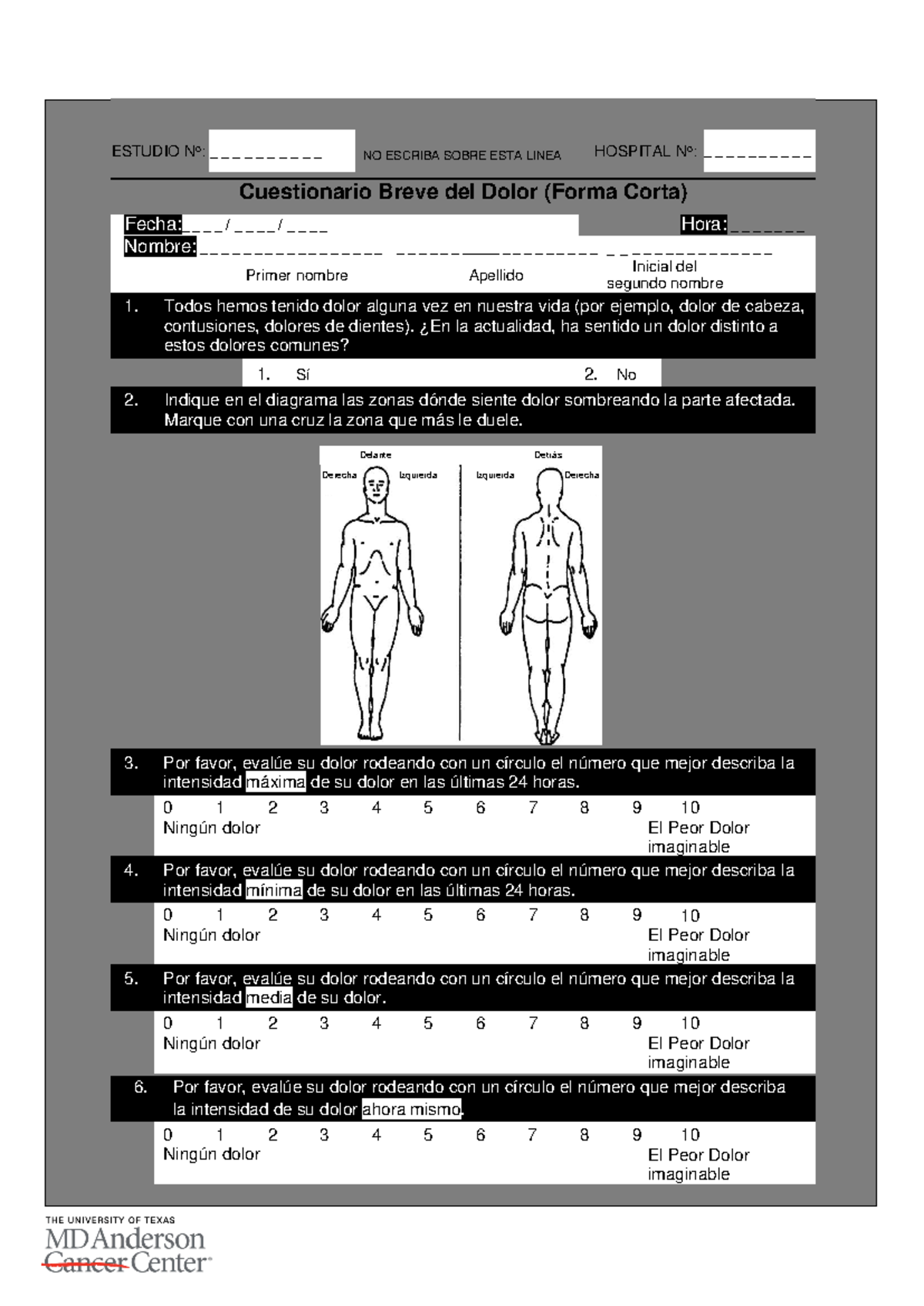 BPI-SF Simpledocx - escala breve del dolor - ESTUDIO No ...