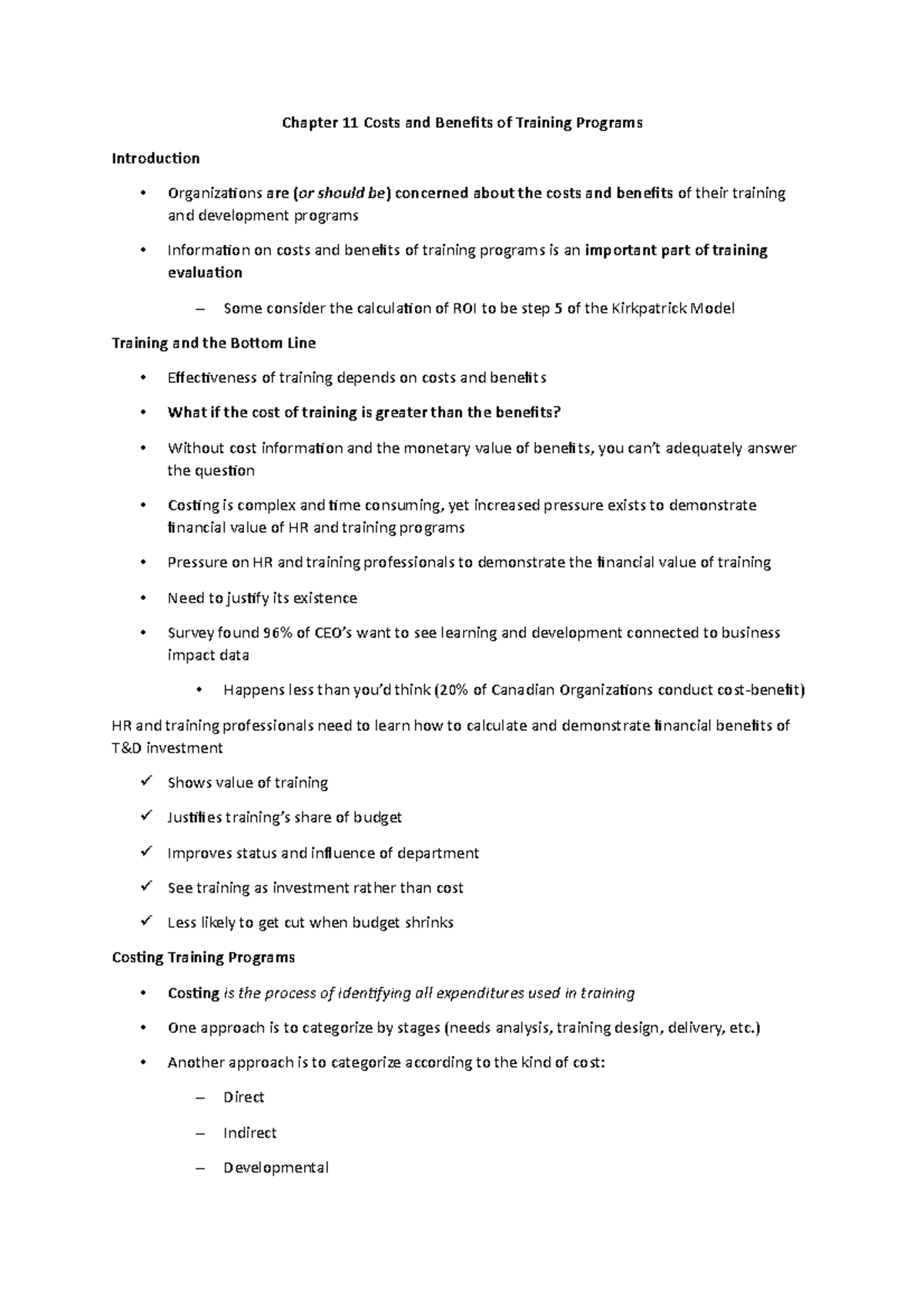 Chapter 11 Costs and Benefits of Training Programs - ) Another approach ...