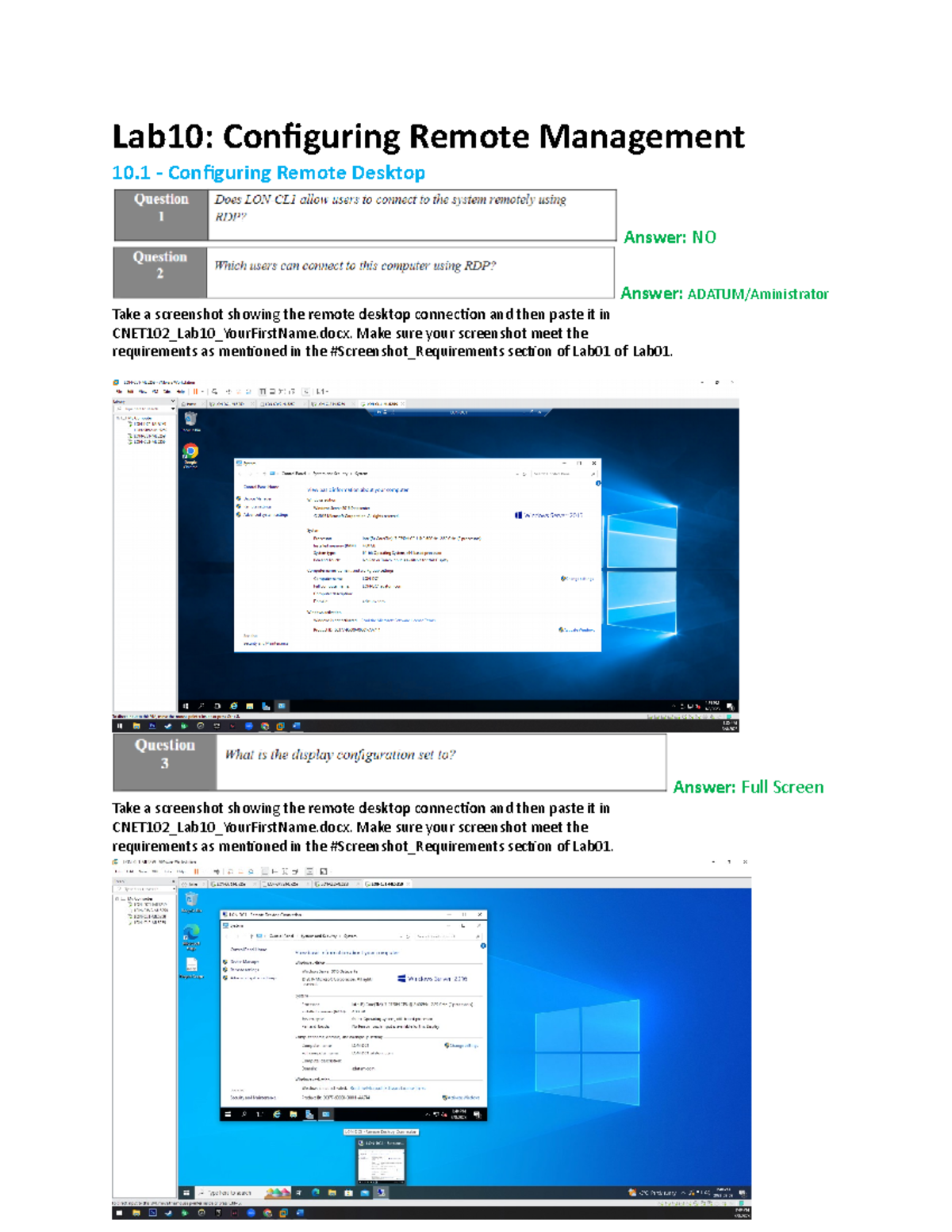 Cnet102lab10 - cnet102lab - Lab10: Configuring Remote Management 10 ...