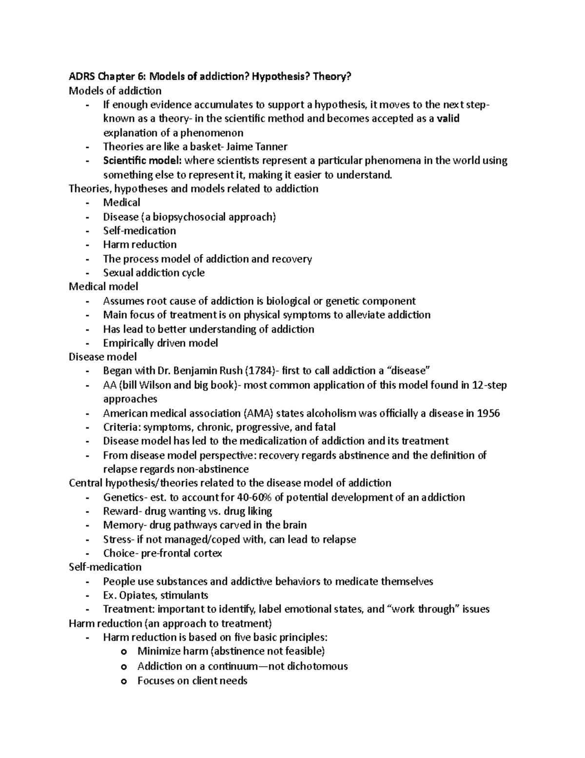 ADRS Chapter 6 - Lecture notes 6 - ADRS Chapter 6: Models of addiction ...