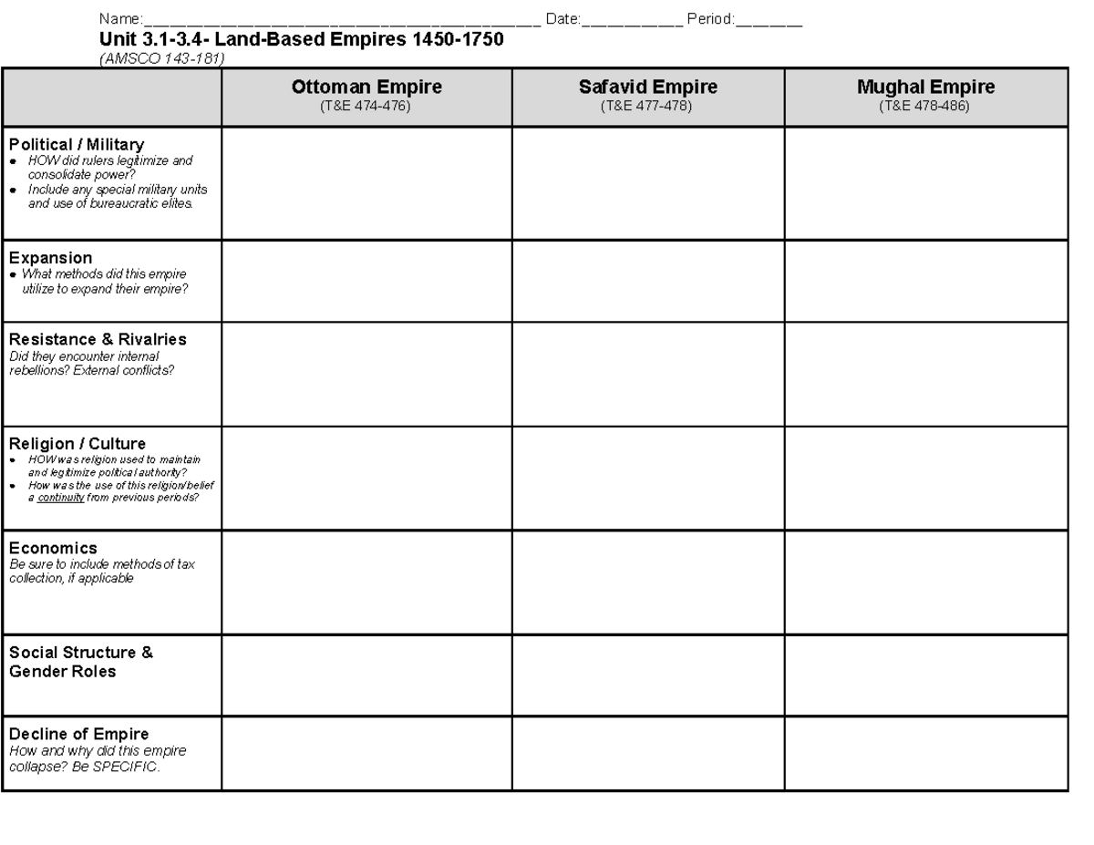 Unit 3 - Land-Based Empires 1450-1750 (3)-1 - Name