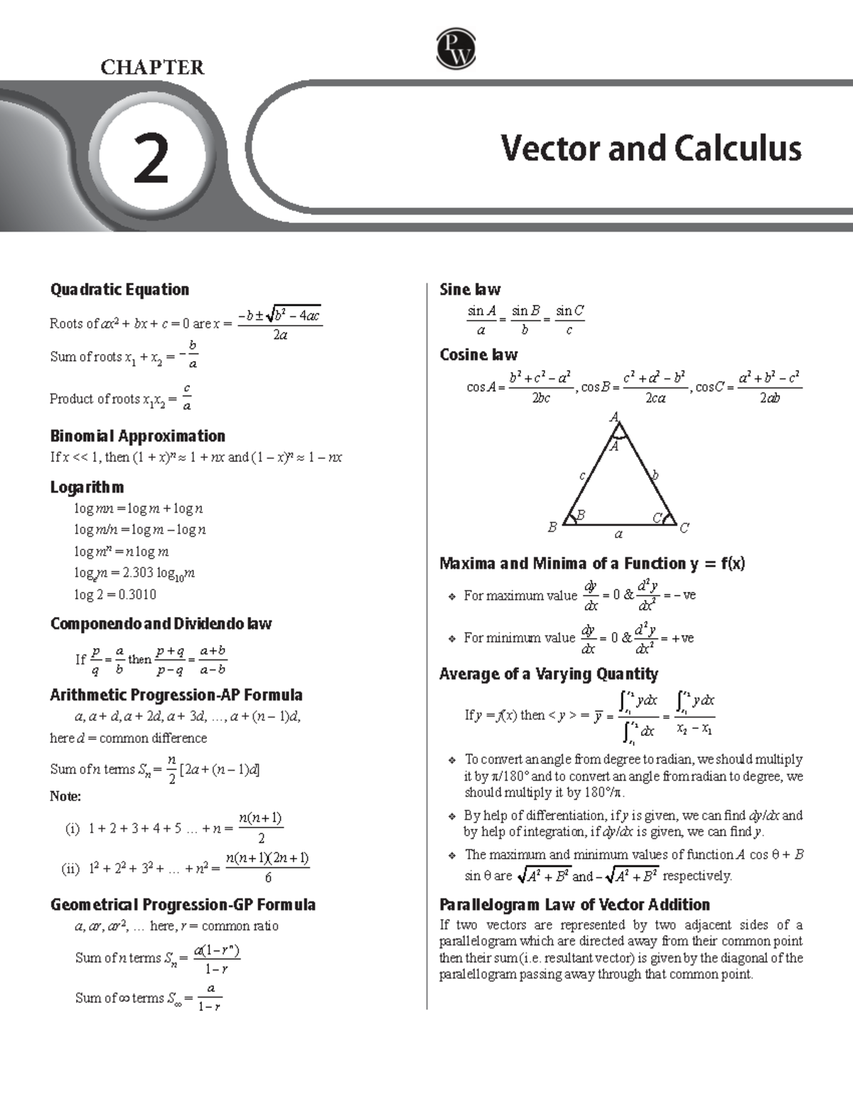 DOC-20240829-WA0004 - Akksmxbsiamzll - CHAPTER 2 Vector and Calculus Quadratic Equation Roots of ...