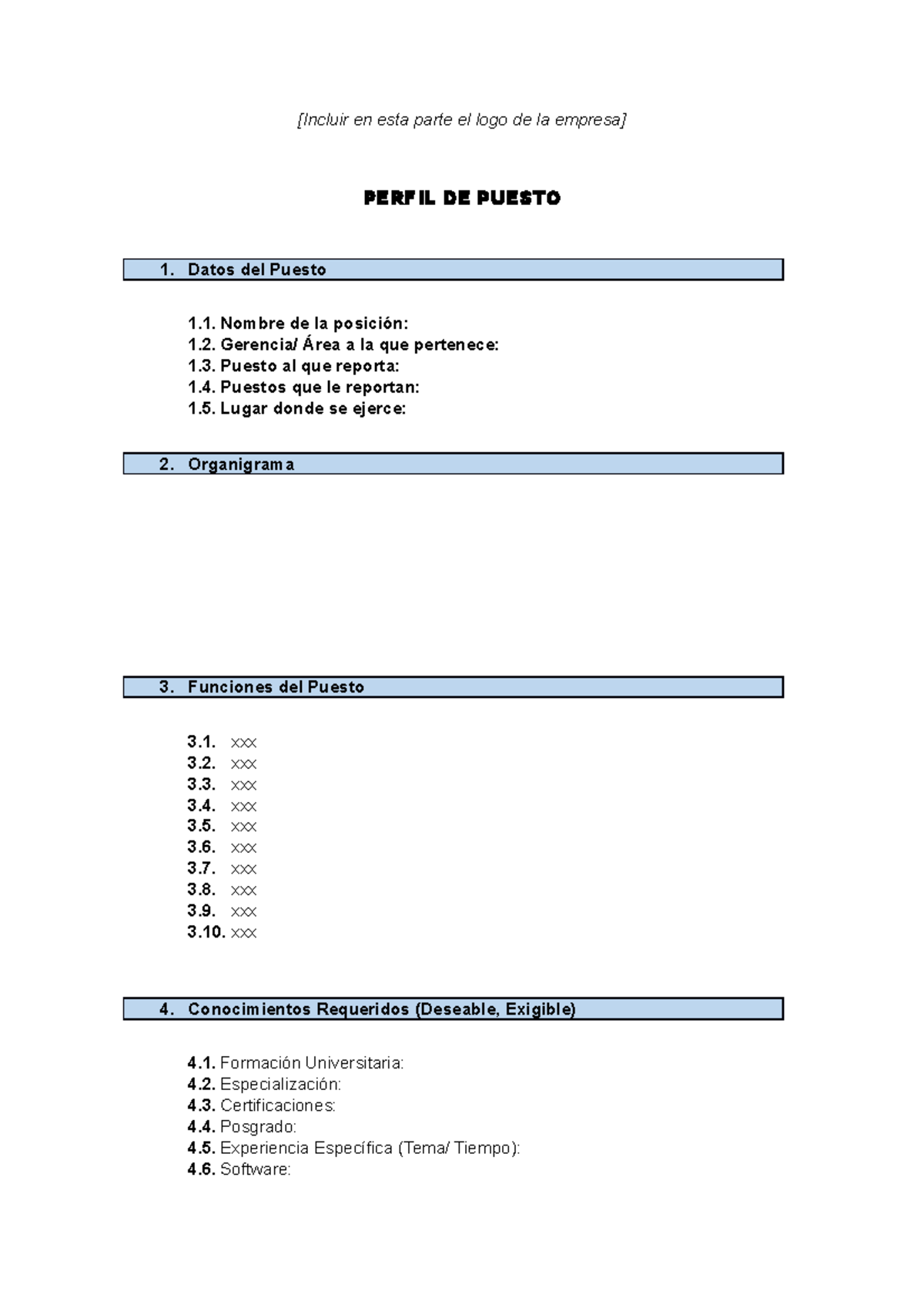 TA1- Formato de Perfil de Puesto por Competencias - [Incluir en esta ...