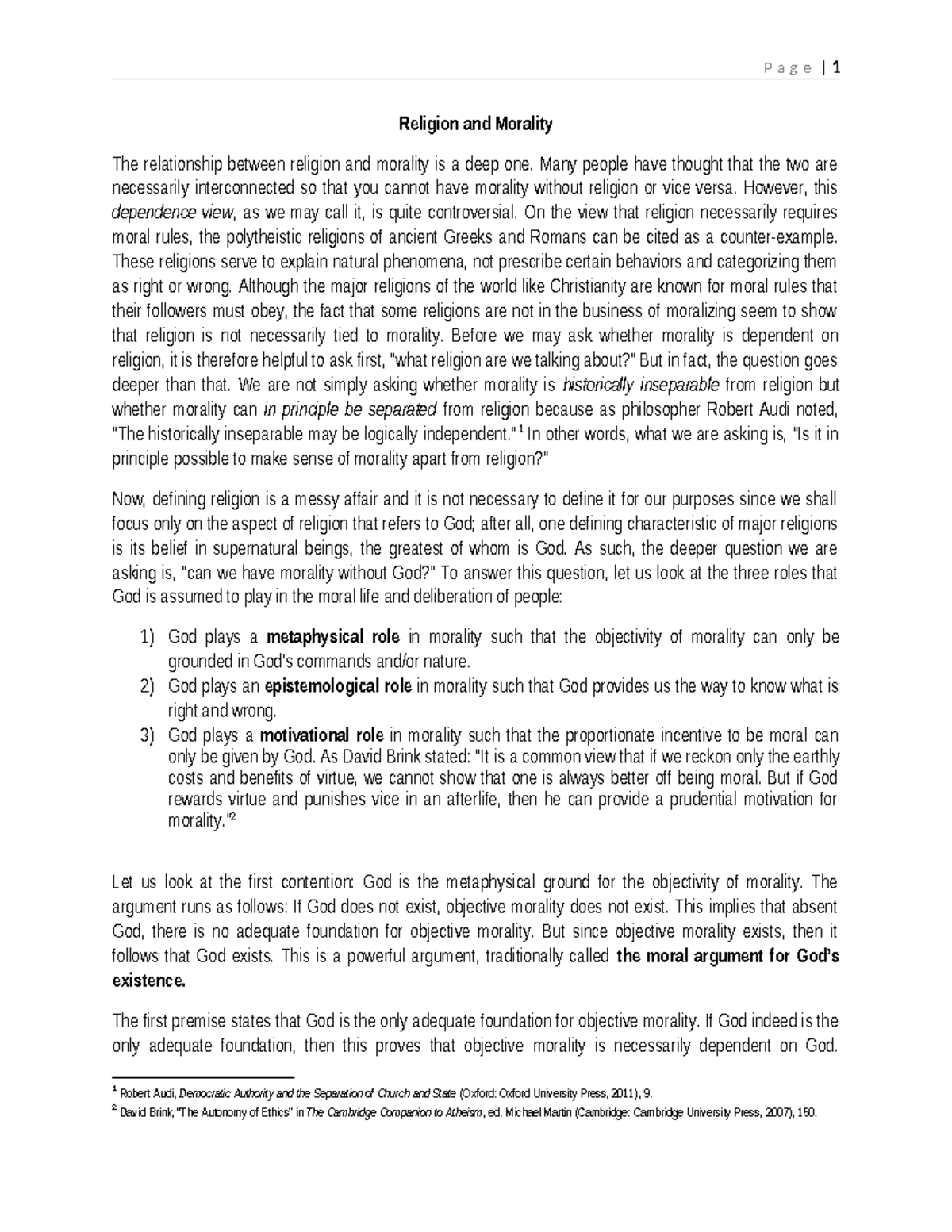 Religion and Morality - Ethics - Religion and Morality The relationship ...