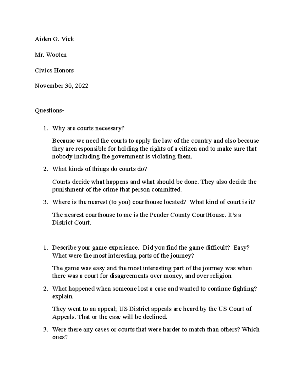 Module Eight Honors Assignment - Aiden G. Vick Mr. Wooten Civics Honors ...