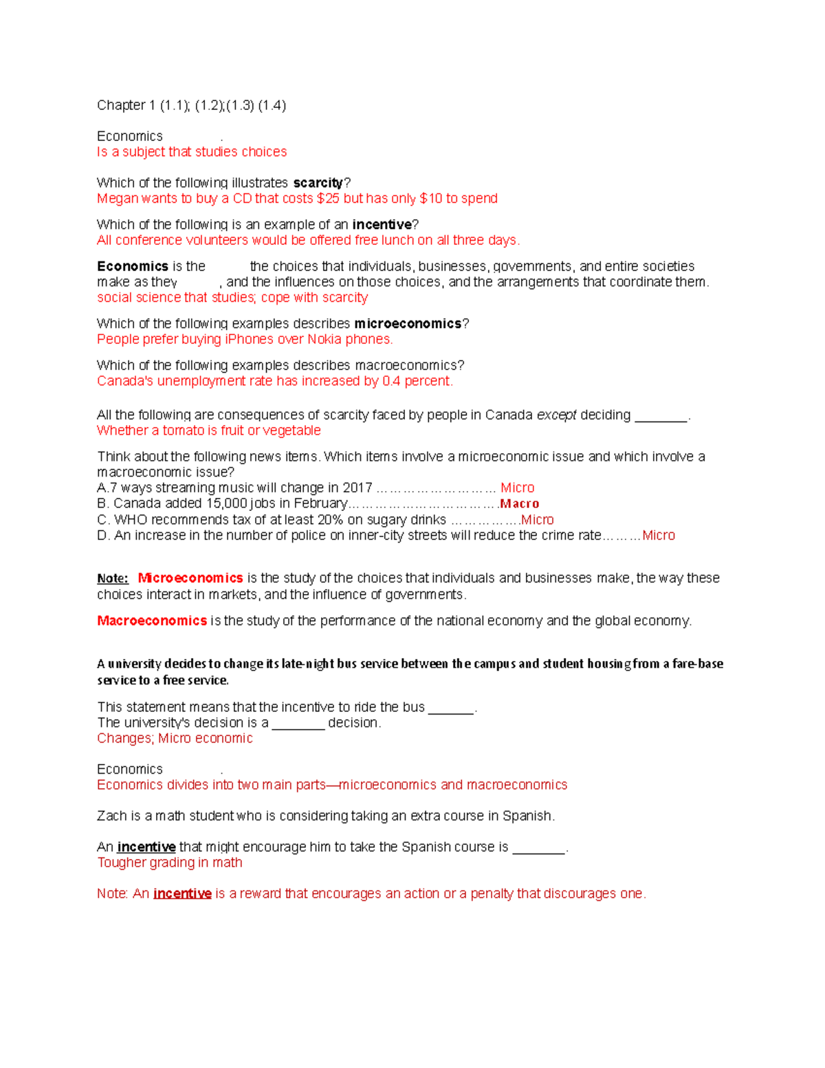 Lab questions Chapter 1 - Chapter 1 (1); (1);(1) (1) Economics ...