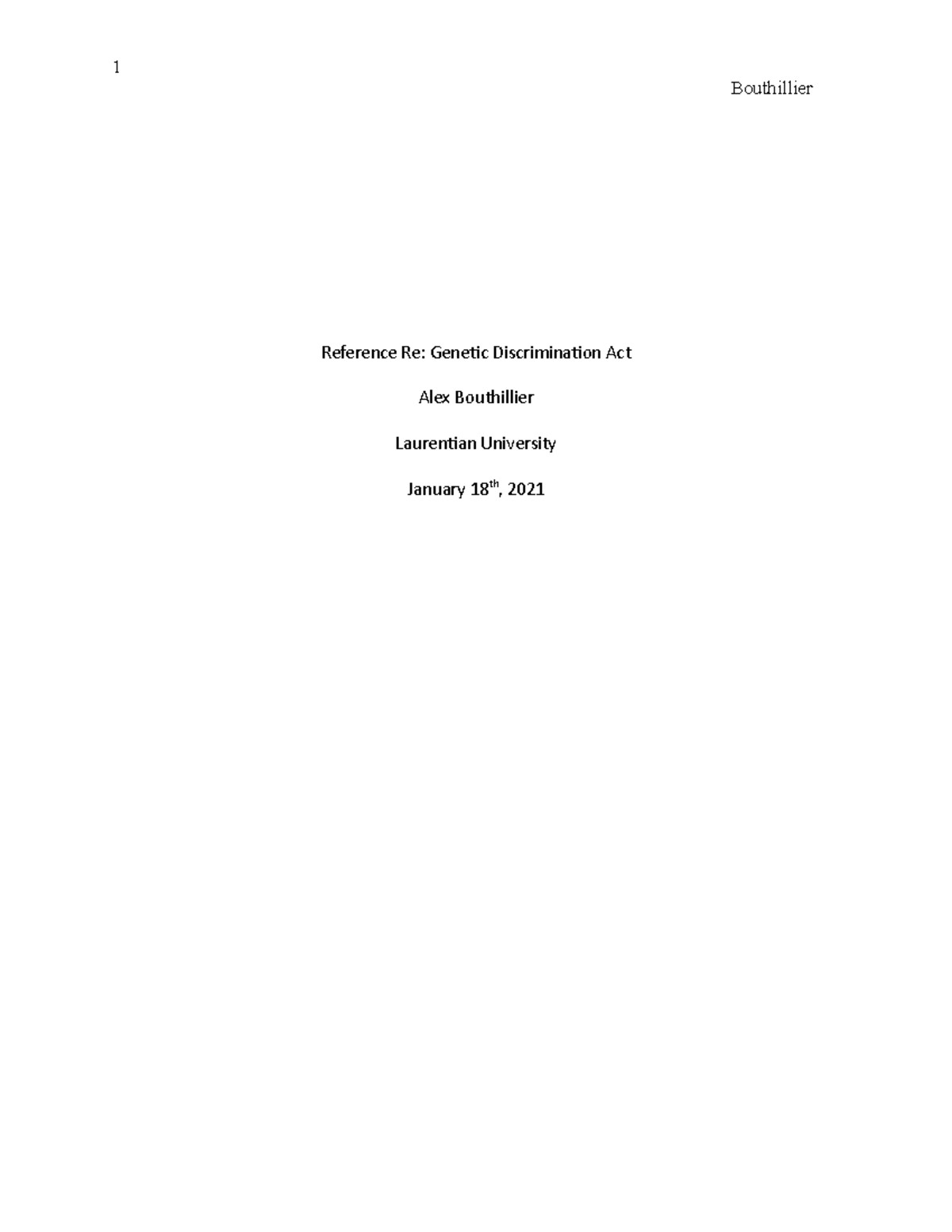 Genetic Discimination Act Case Study - Reference Re: Genetic ...