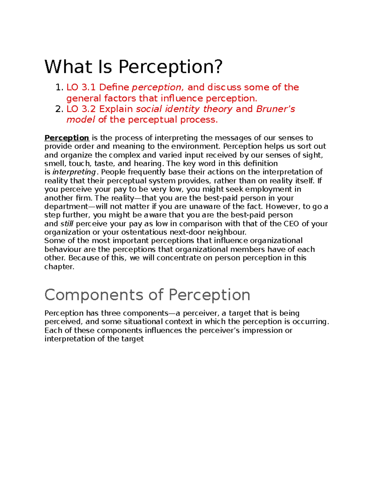 Comm222-ch3 - Comm222-ch3 - What Is Perception? 1. LO 3 Define ...