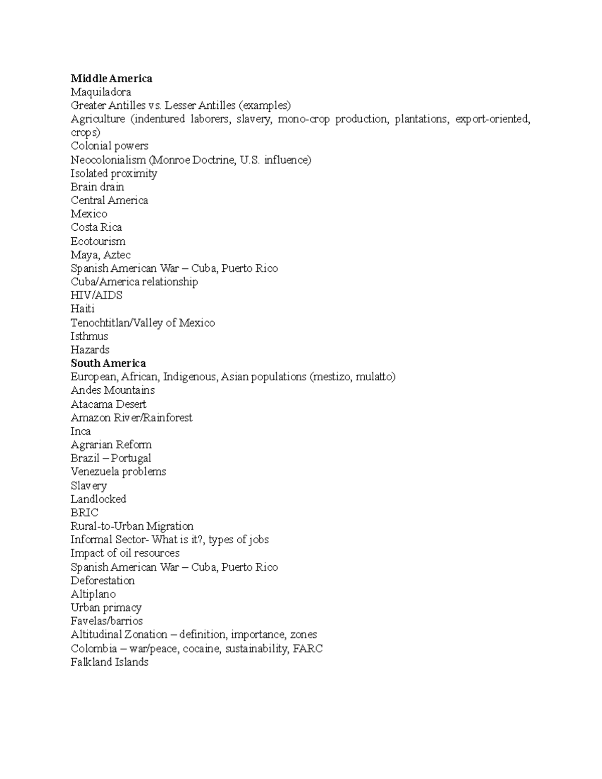 Study Guide Module 3 Exam - Middle America Maquiladora Greater Antilles ...