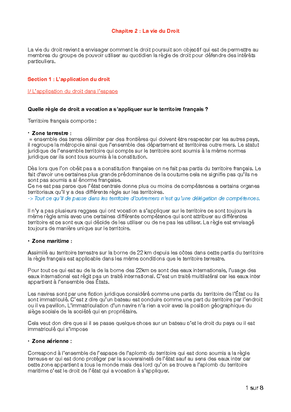 Chapitre n°2 - la vie du droit - Chapitre 2 : La vie du Droit La vie du droit revient a ...