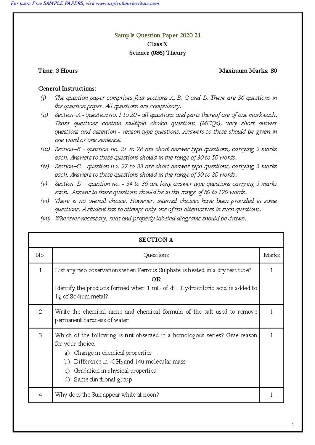 sqp-2021-class-10-cbse-science-sample-question-paper-2020-class-x