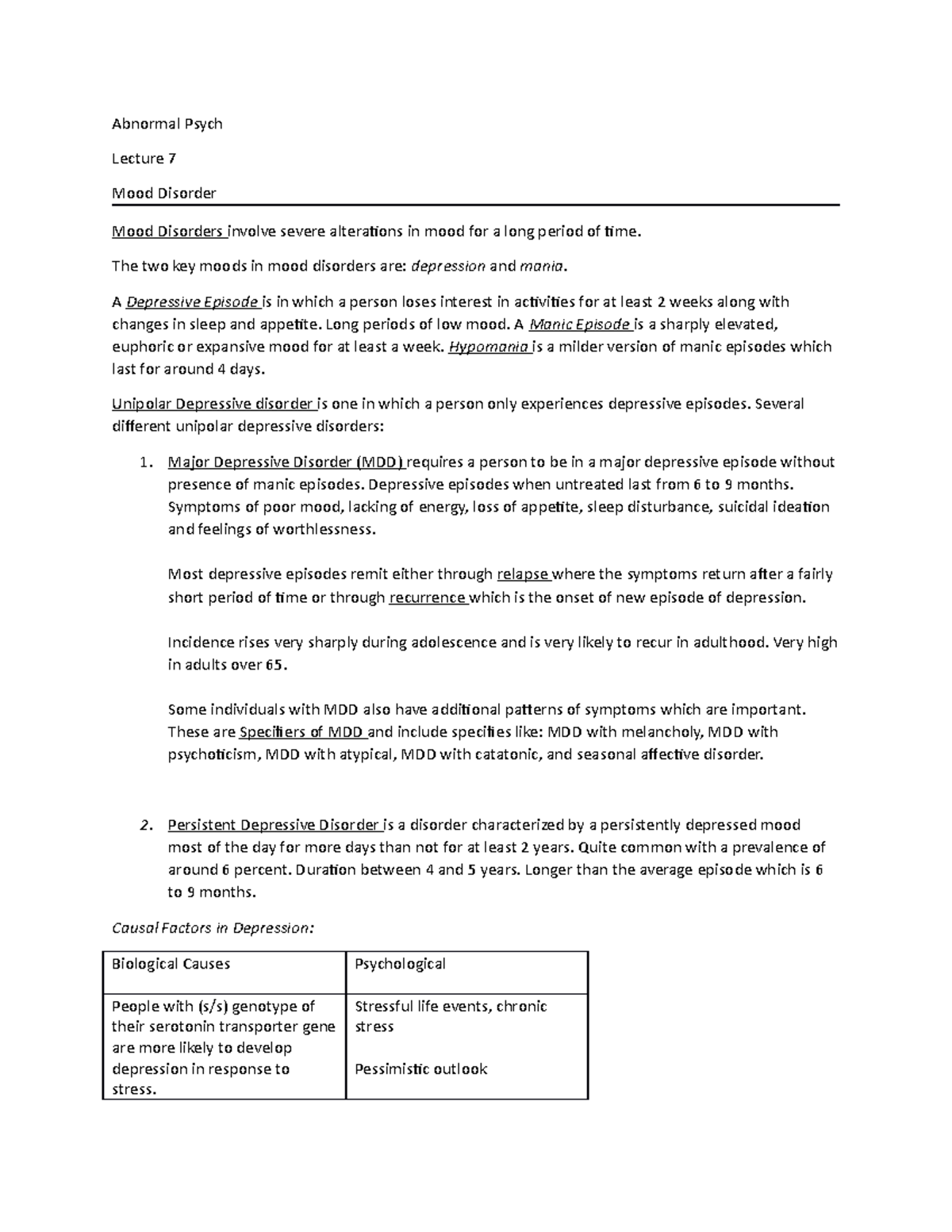 Abnormal Psych ch.7 : Mood disorders - Abnormal Psych Lecture 7 Mood ...