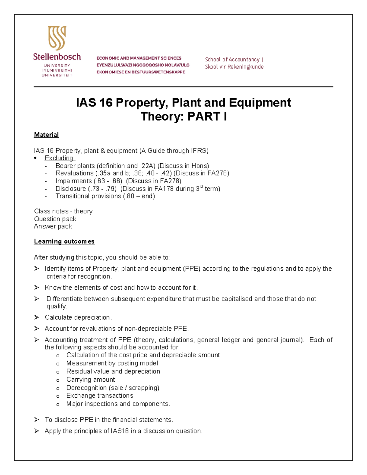 2. IAS 16 - Theory - 2024 Part I - IAS 16 Property, Plant and Equipment ...