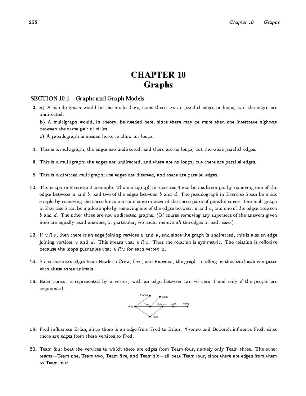 Rosen IRG Chap10 - 偶数题答案 - 258 Chapter 10 Graphs CHAPTER 10 Graphs SECTION 10 Graphs and Graph ...