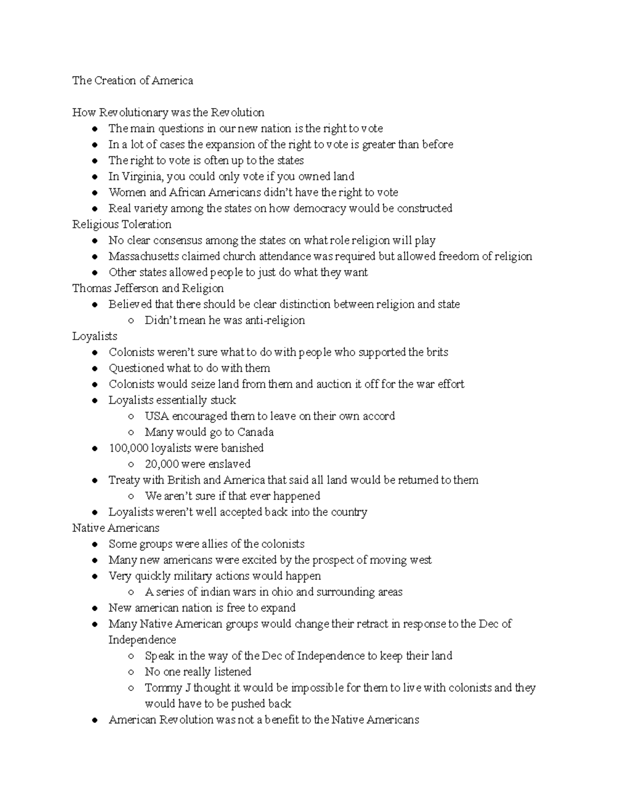 US History Notes Part 2 - The Creation of America How Revolutionary was ...