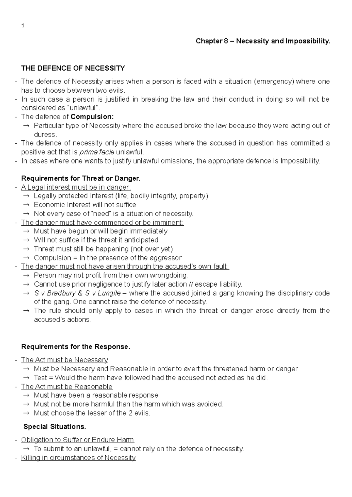 Chapter 8 - 1 Chapter 8 – Necessity and Impossibility. THE DEFENCE OF ...
