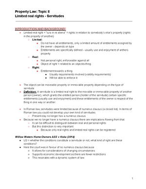 Property law servitudes - Property Law Servitudes Introduction ...