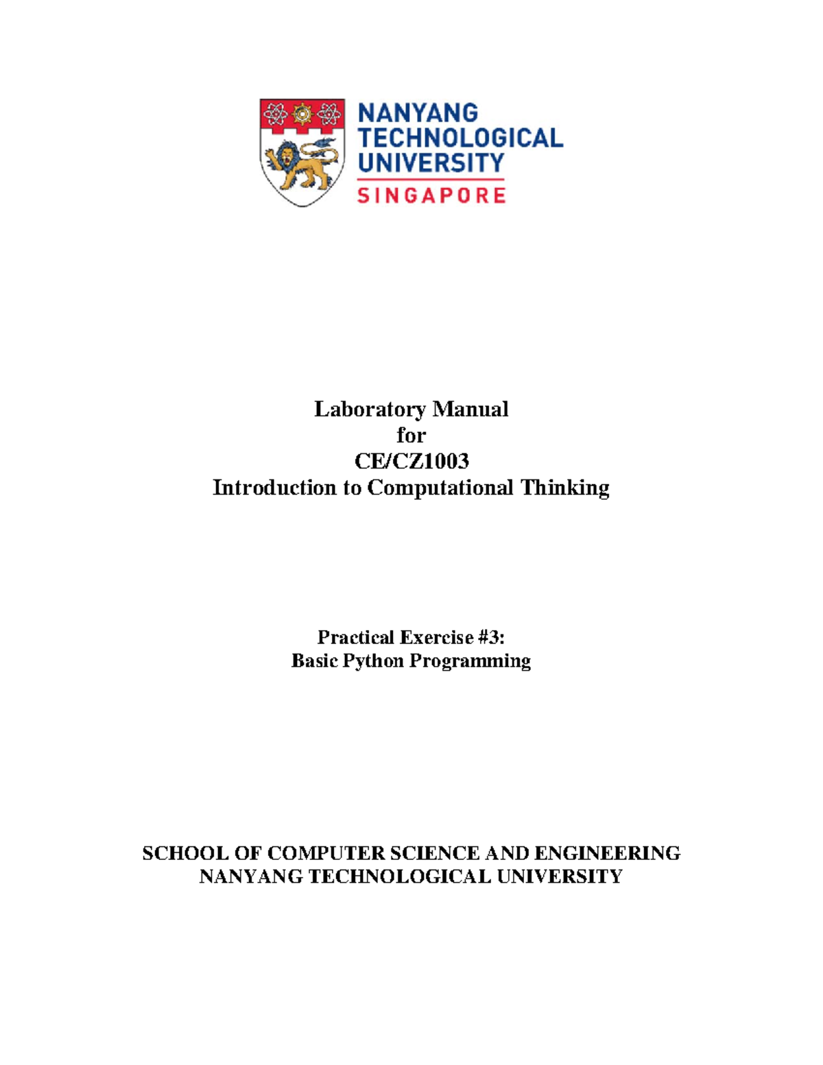 CE CZ1003 Ex 3 - Basic Python Programming v1 - Laboratory Manual for CE ...