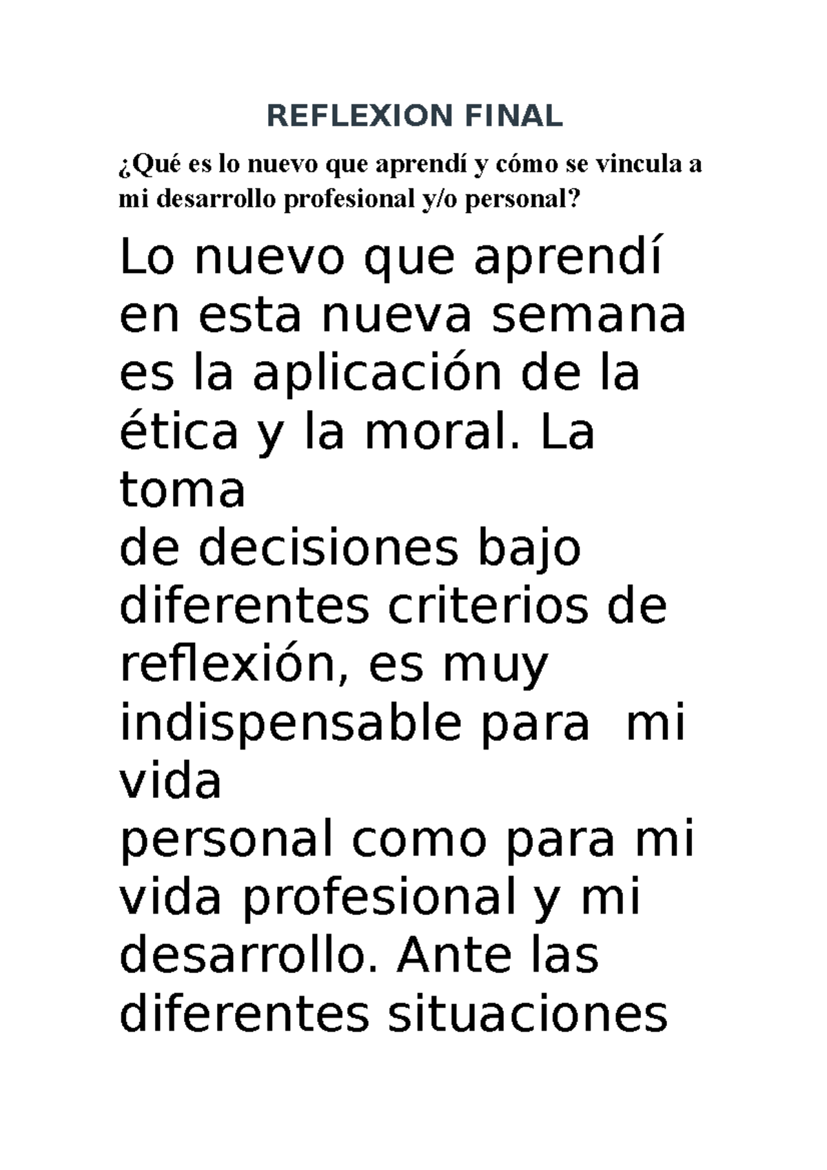 Reflexion Final - frd - REFLEXION FINAL ¿Qué es lo nuevo que aprendí y ...
