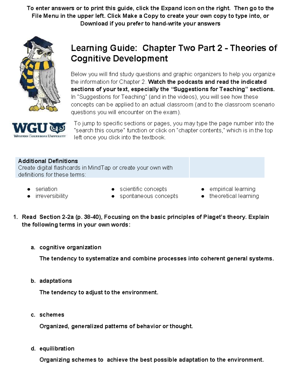 Copy of Copy of Chapter 2 Part 2 Learning Guide - To enter answers or ...