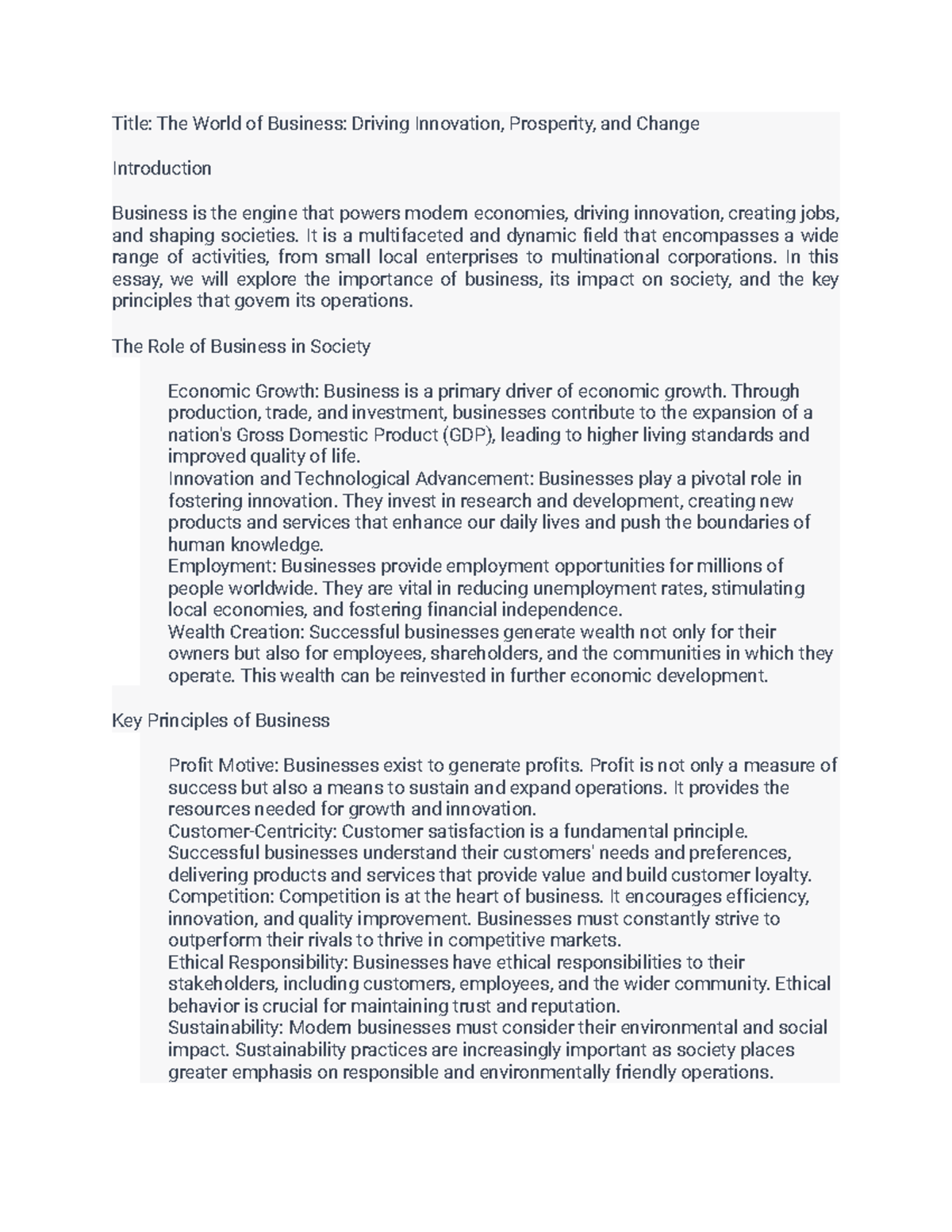 Business - It is a multifaceted and dynamic field that encompasses a ...