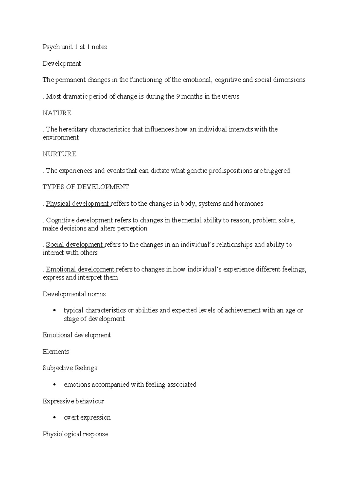Psych unit 1 at 1 notes - development - Psych unit 1 at 1 notes ...