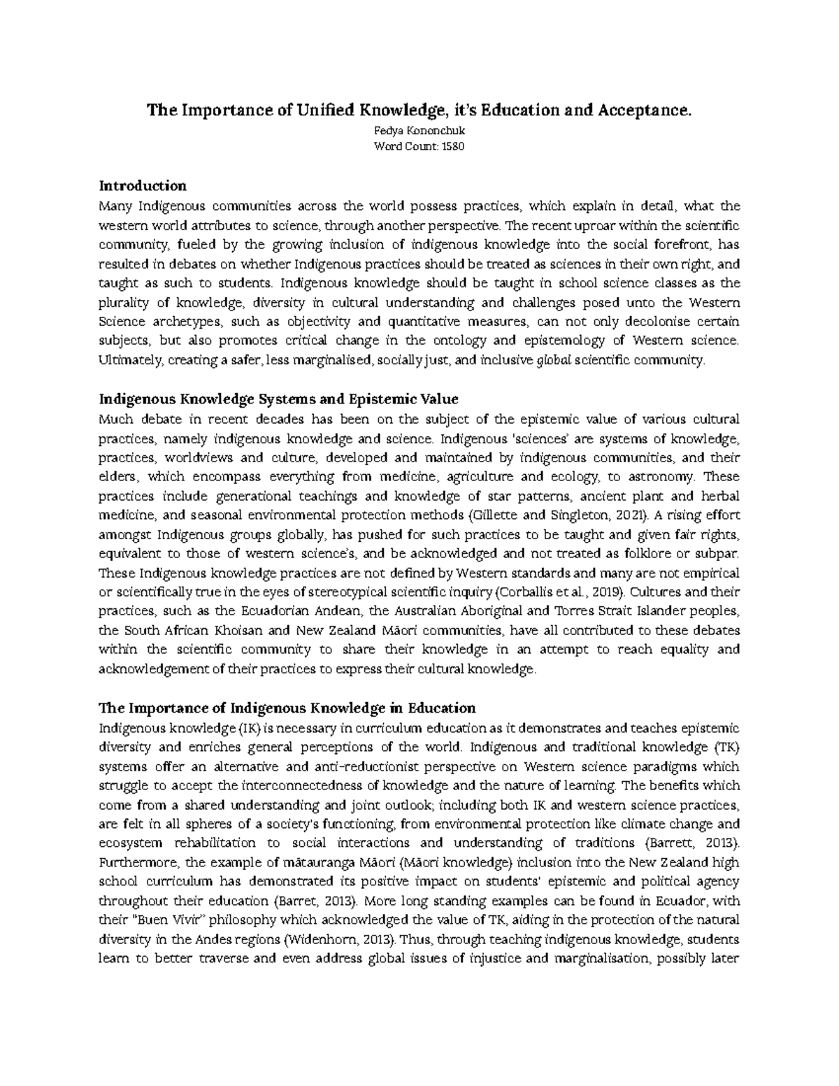 SPS Exam Essay - The Importance of Unified Knowledge, it’s Education ...