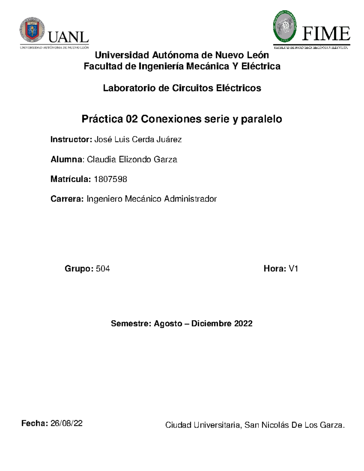 Pr Ã¡ctica 02 - ............. - Universidad Autónoma de Nuevo León Facultad de Ingeniería ...