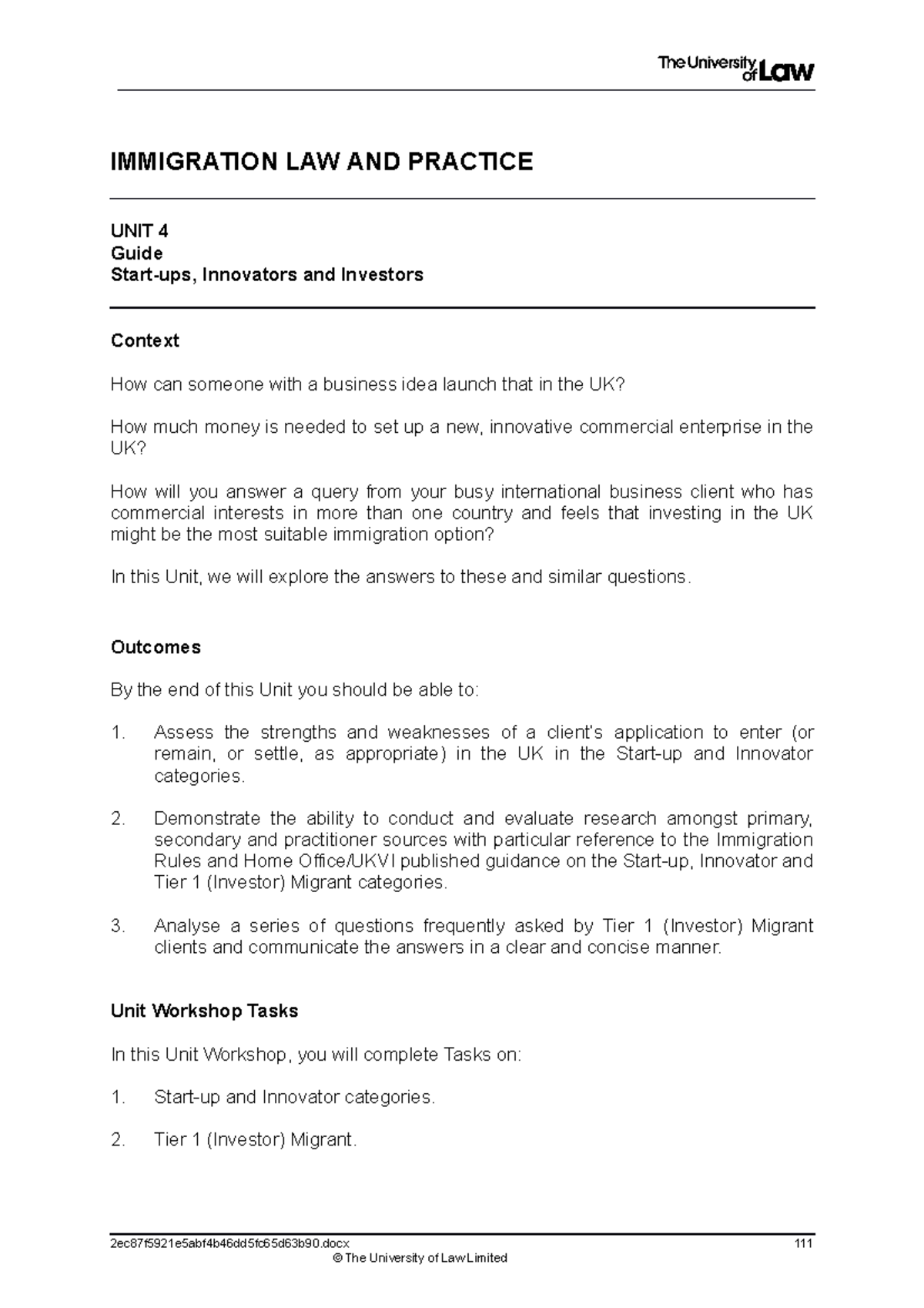 2122 imm ws04 ce01 guide t - IMMIGRATION LAW AND PRACTICE UNIT 4 Guide ...