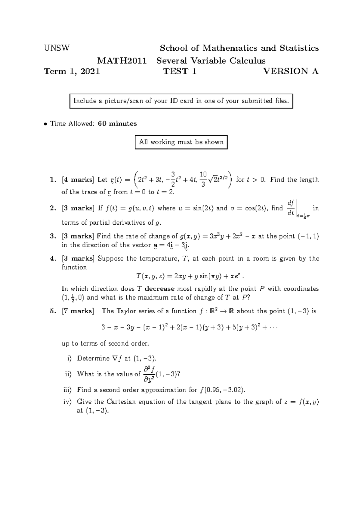 Math2011 t1 21A - Answers and solutions - UNSW School of Mathematics ...