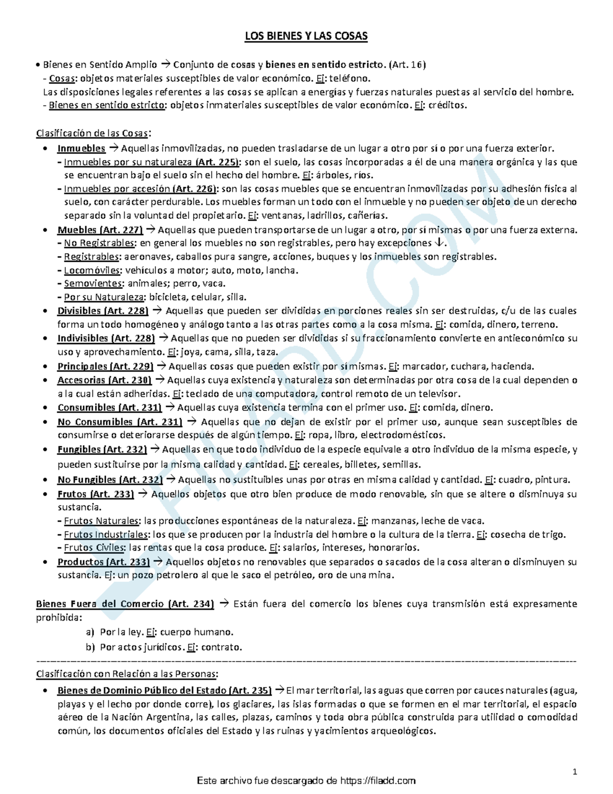 2do Parcial - DC - 1 LOS BIENES Y LAS COSAS " Bienes en Sentido Amplio ³ Conjunto de cosas y ...