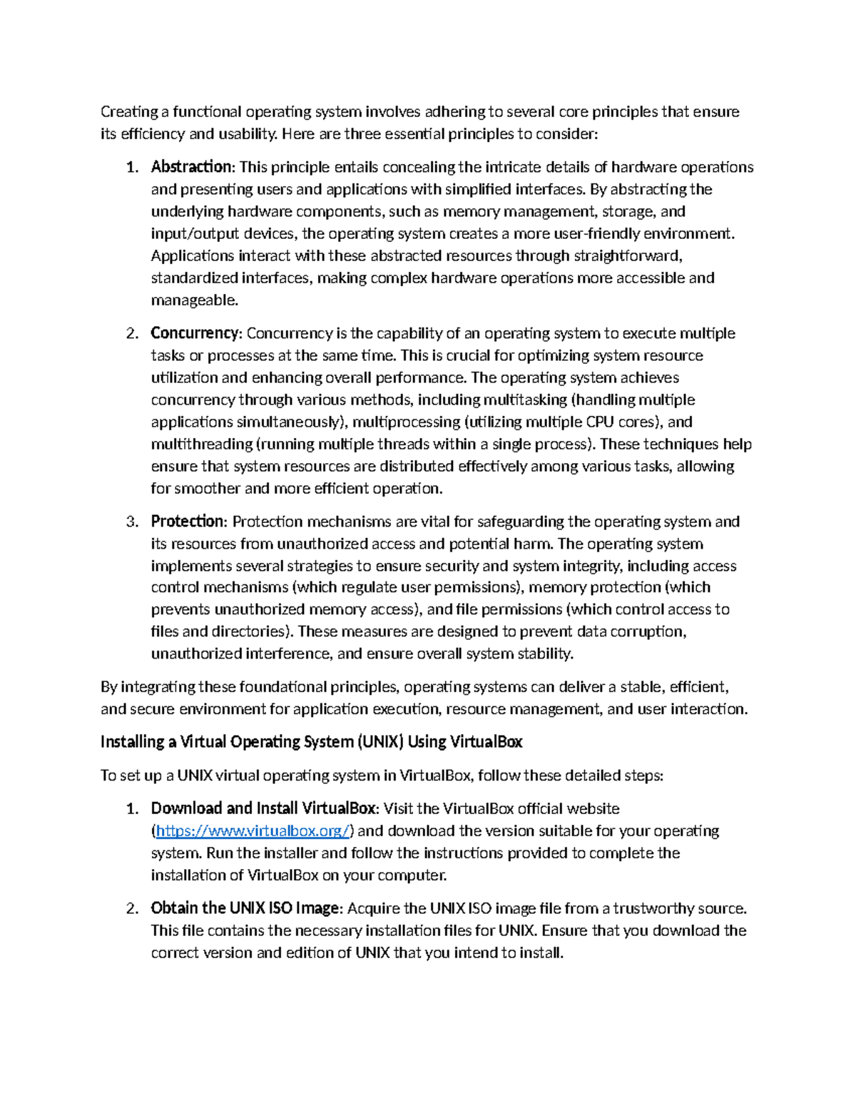 CS 2301 written assignment 1 - Creating a functional operating system involves adhering to ...