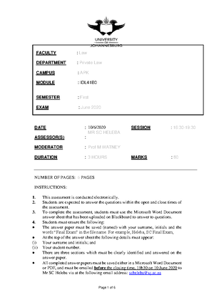 Indigenous Law Special Exam 2021 Memorandum - PROGRAM : LLB SUBJECT ...